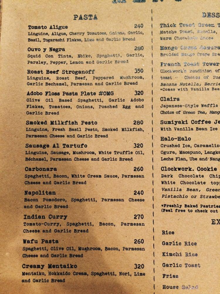 Menu at UCC 3rd Wave Clockwork cafe, Pasig, G/F Estancia