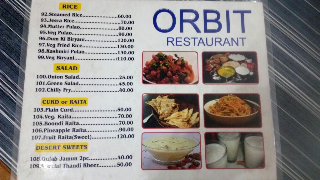 Menu at Hotel Highway Orbit, Bahdoda