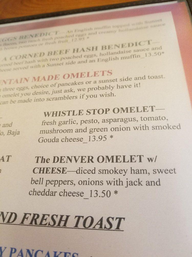 Menu at The Sunset Cafe, Cle Elum