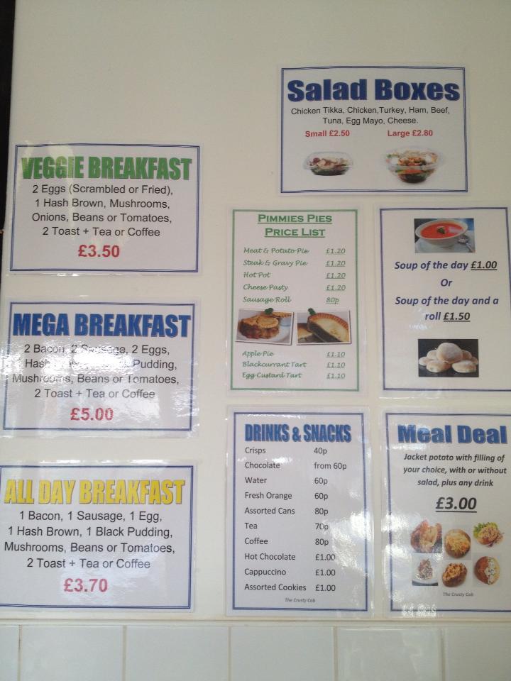 Menu at Crusty Cob restaurant, Newton-le-Willows