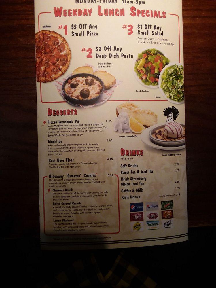 Menu at Hideaway Pizza pizzeria, Oklahoma City, W Memorial Rd