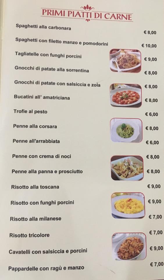 Menu da La Scala ristorante, Voghera