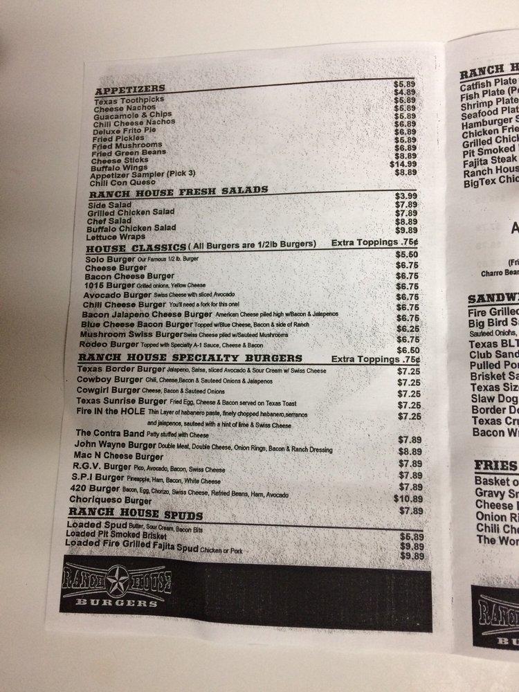 Menu at Ranch House Burgers Mission restaurant, Mission