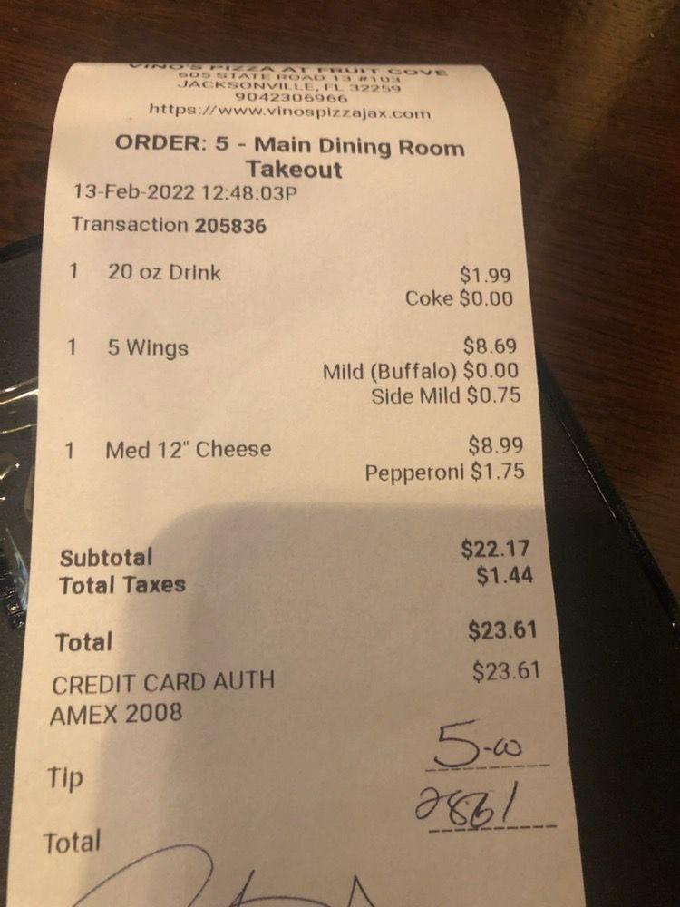 Menu at Vino's Pizza & Italian Cuisine (Fruit Cove) pizzeria, Fruit ...
