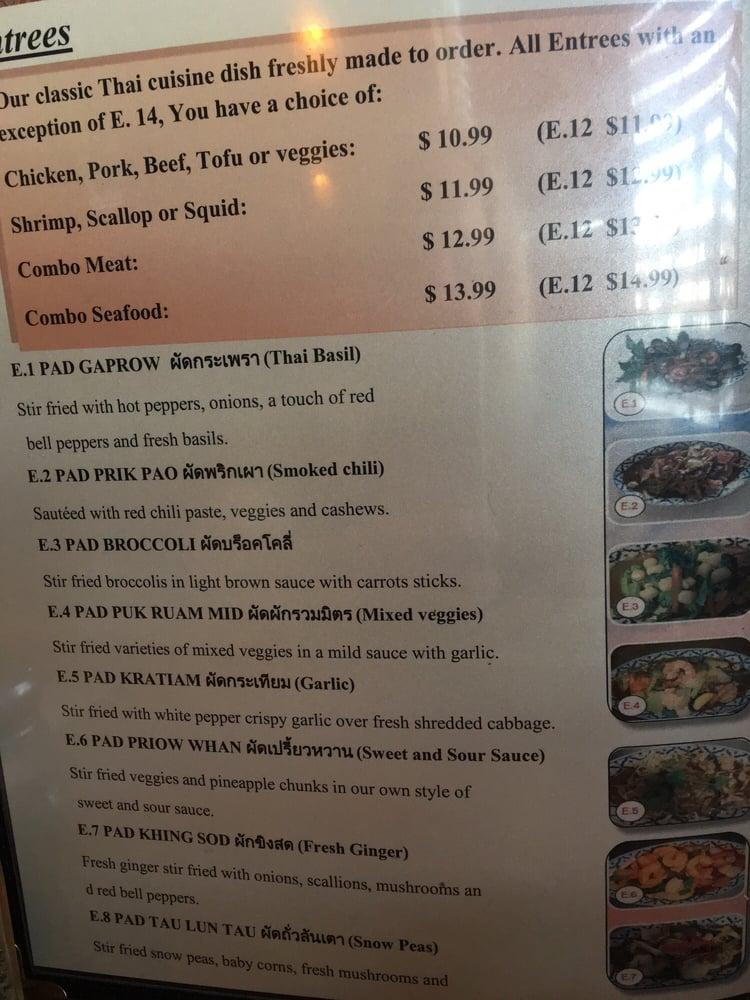 Menu at Bangkok 56 restaurant, Harrisburg