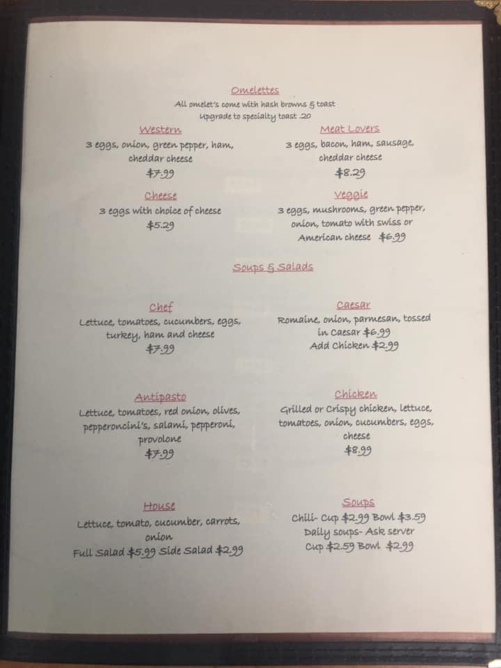 Menu at Country Red Hen restaurant, Peck