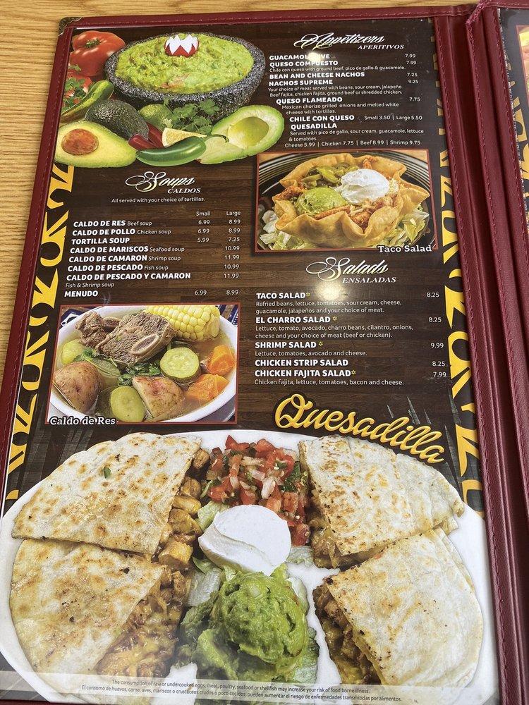 Menu at El Charro Mexican Restaurant Bar & Grill, Cameron