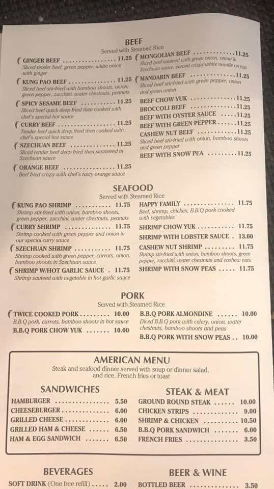 Menu at Golden Village Restaurant, Milton-Freewater