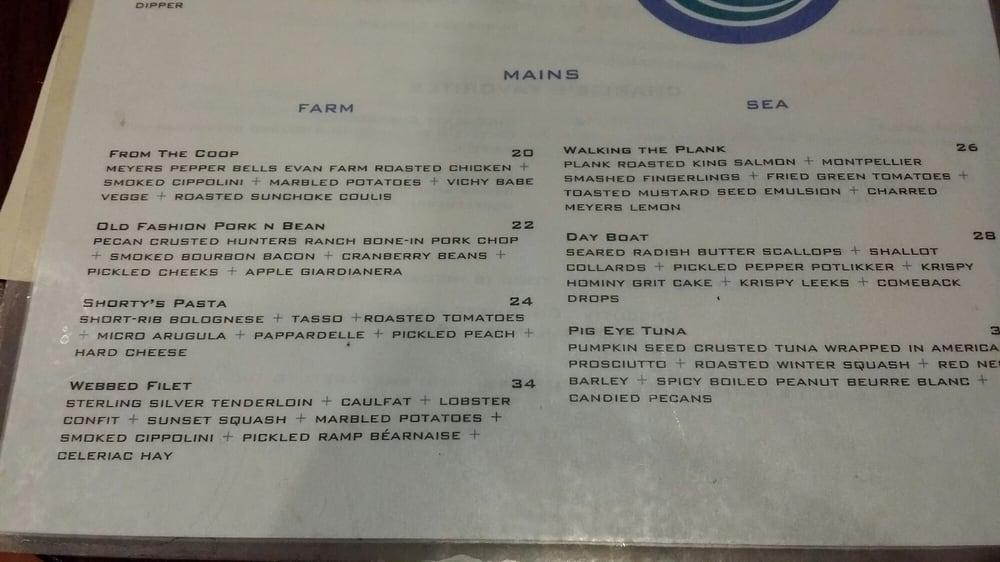 Menu at Ocean 302 steakhouse, Melbourne Beach