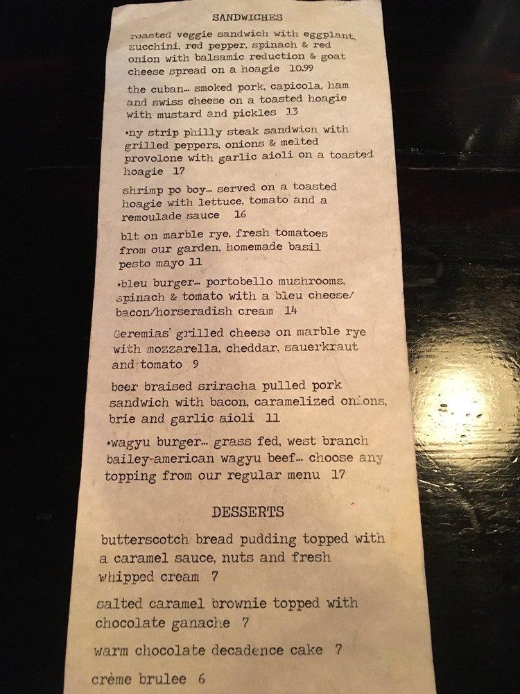 Menu at Stella restaurant, Iowa City