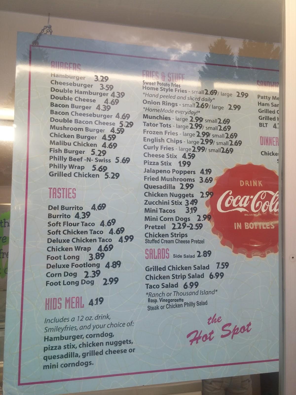 Menu at The Hot Spot fast food, Salina