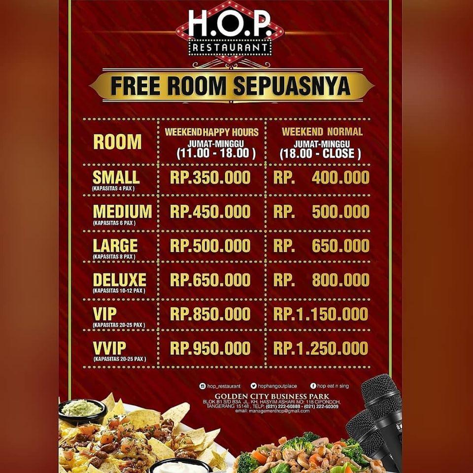 Menu at Hop Restaurant, Tangerang, Golden City Business Park Blok B1-B3A