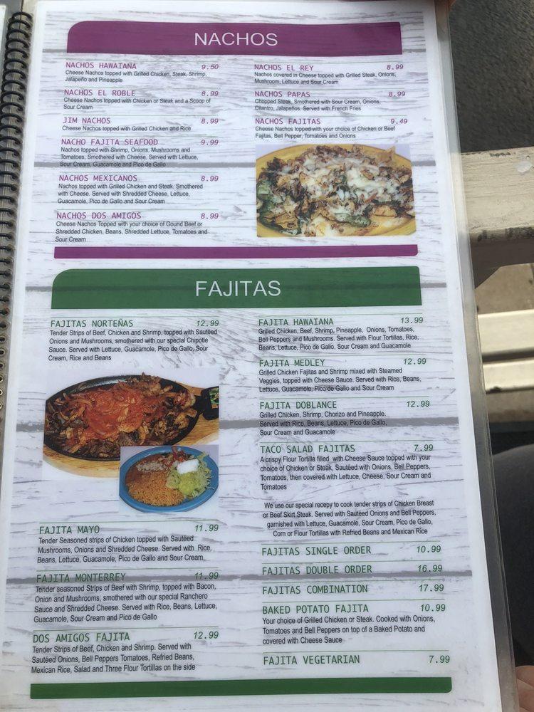 Menu at Los Dos Amigos restaurant, Miami