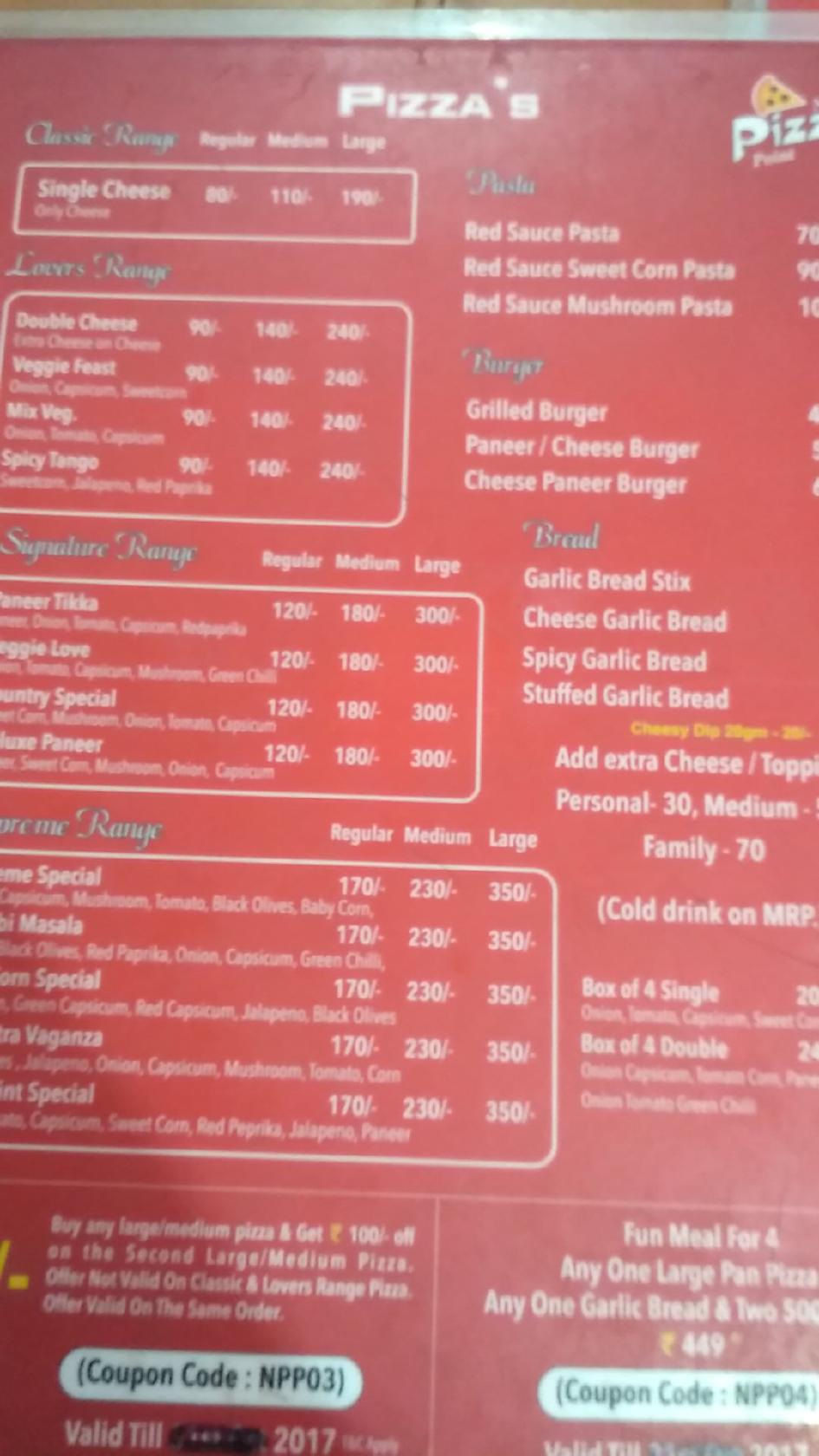 Menu at New Pizza Point, Ghaziabad, A-150 Sector 2 Near Police Chowki