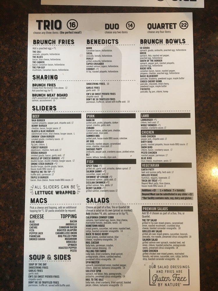 Menu at TASTE! craft eatery restaurant, San Luis Obispo