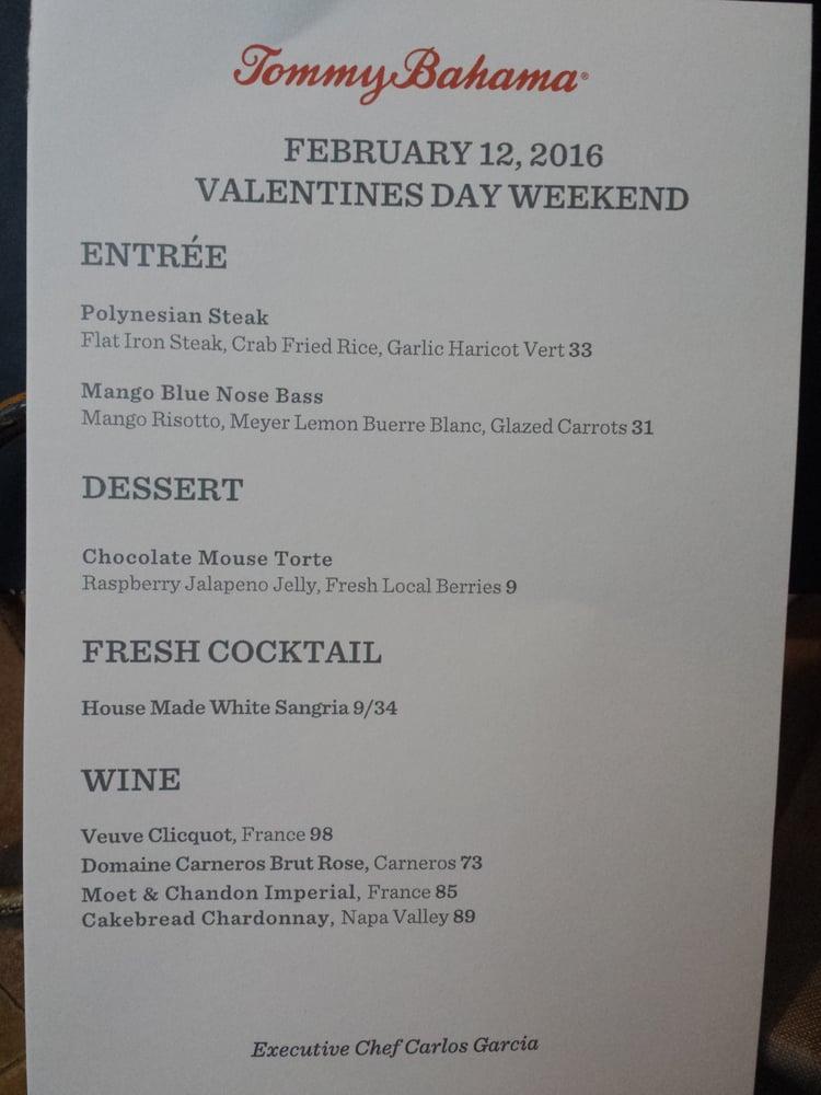 Menu at Tommy Bahama Restaurant, Bar & Store, Scottsdale