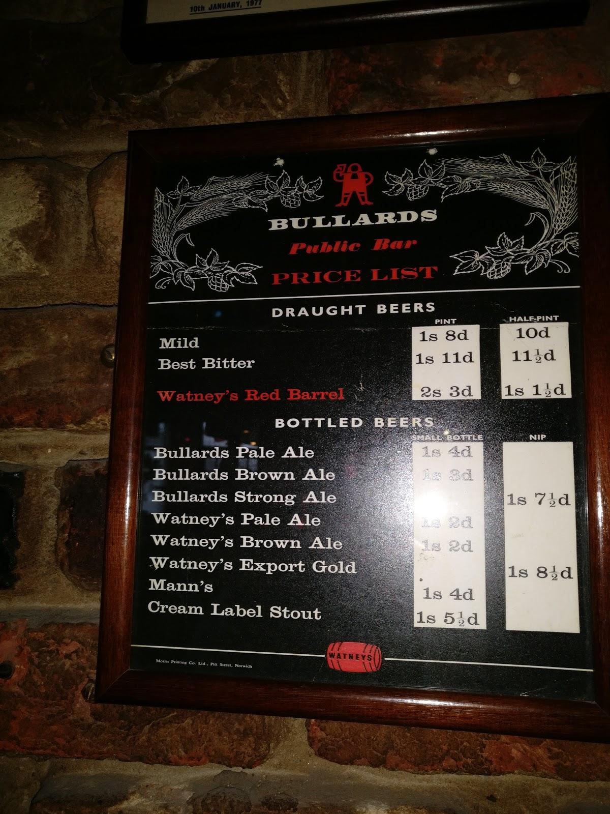 Menu at Trafford Arms restaurant, Norwich