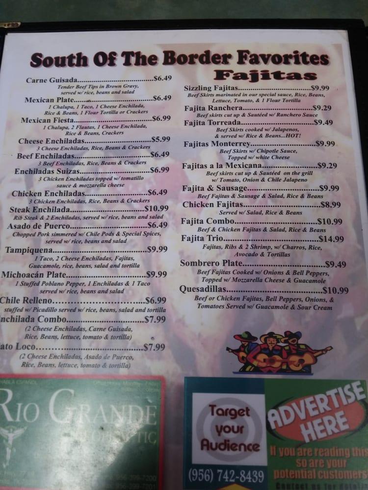 Menu at Vicky's Restaurant, San Benito