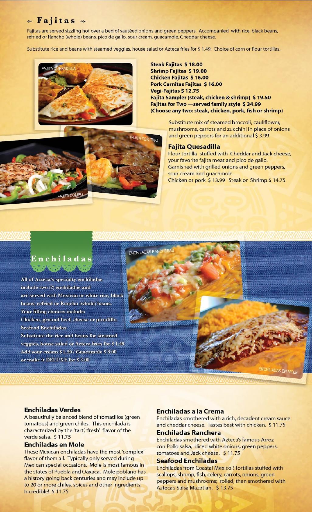 Menu at Azteca D'Oro Mexican Restaurant OBT, Orlando, S Orange Blossom Trl