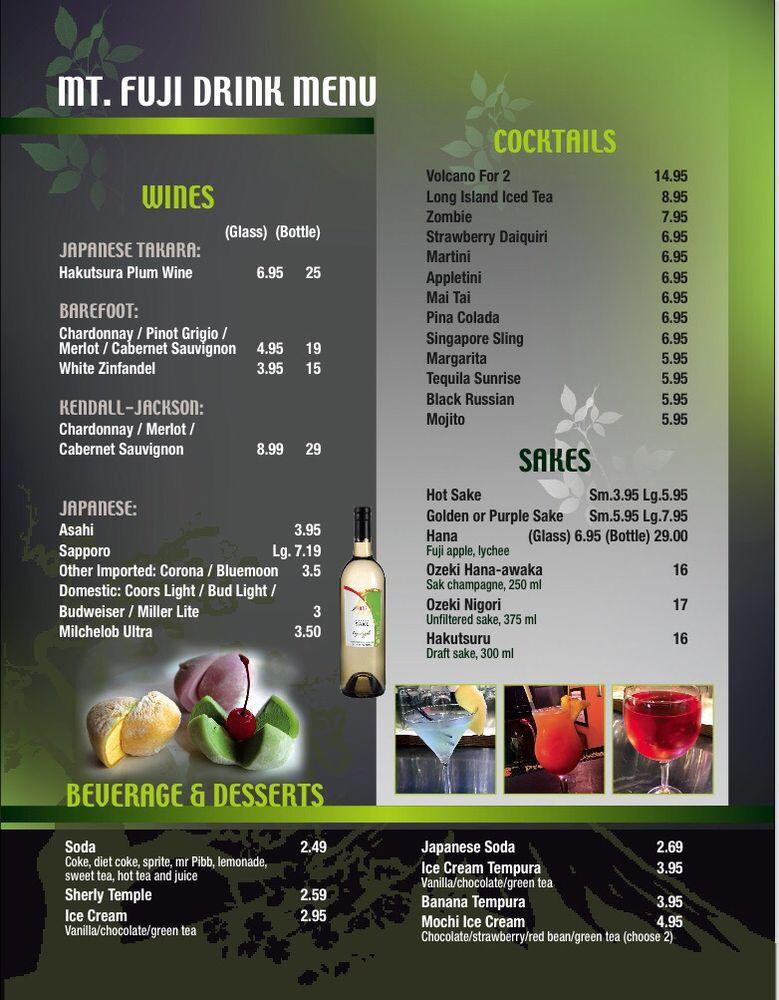 Menu at Mt Fuji restaurant, Madisonville