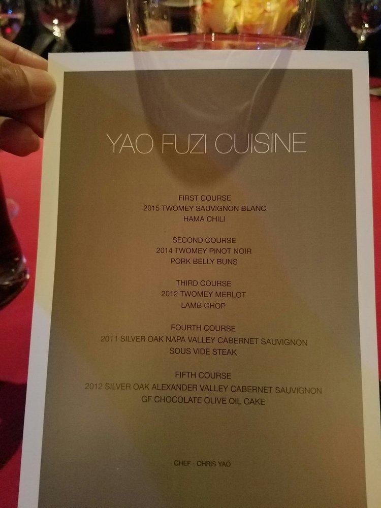 Menu at Yao Fuzi Cuisine restaurant, Plano