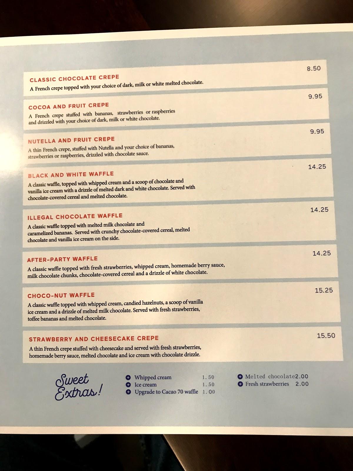 Menu at Cacao 70 Chocolate Cafe & Restaurant, Regina