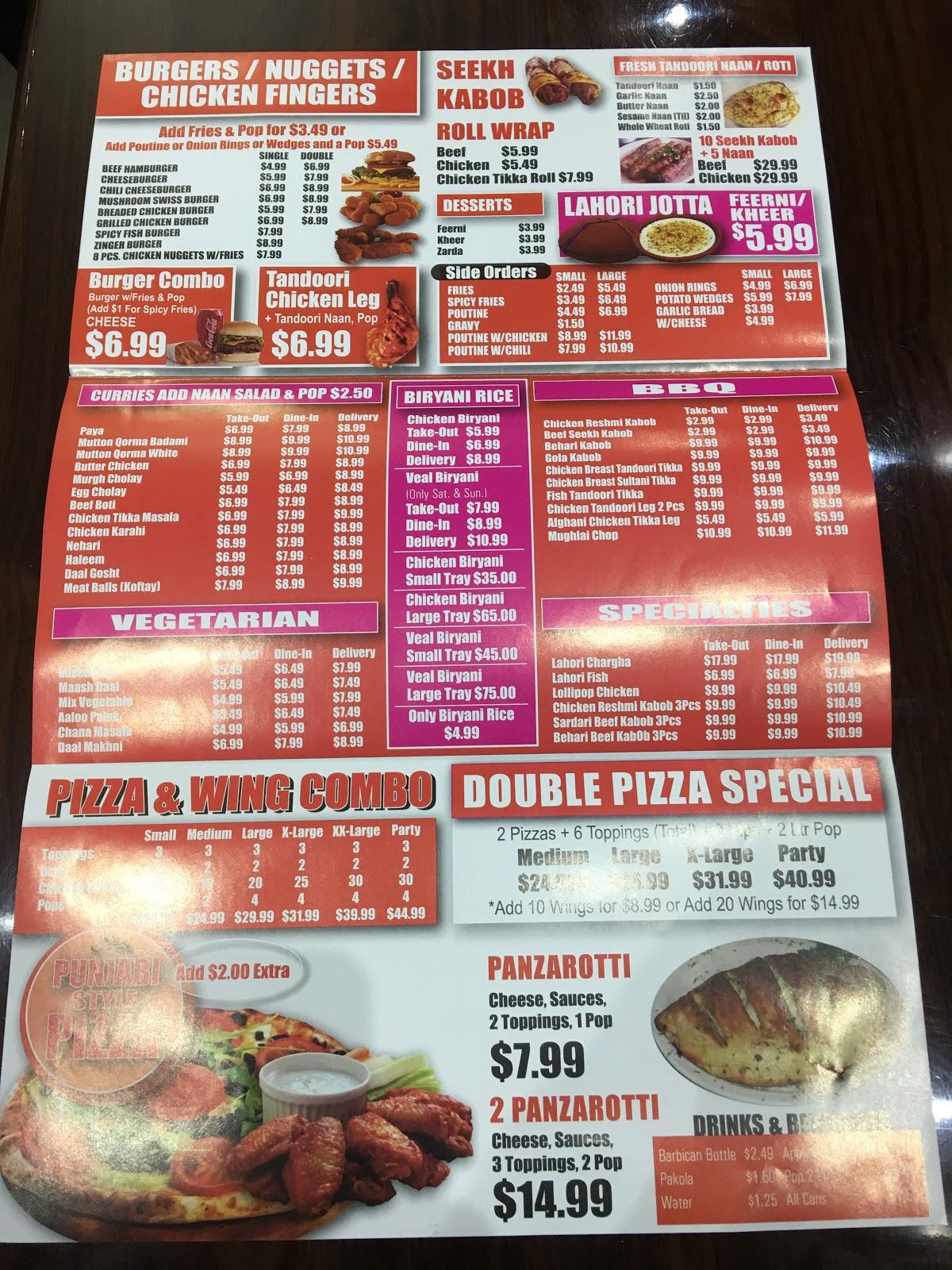 Menu at Hot Plate restaurant, Mississauga, 69 Dundas St W