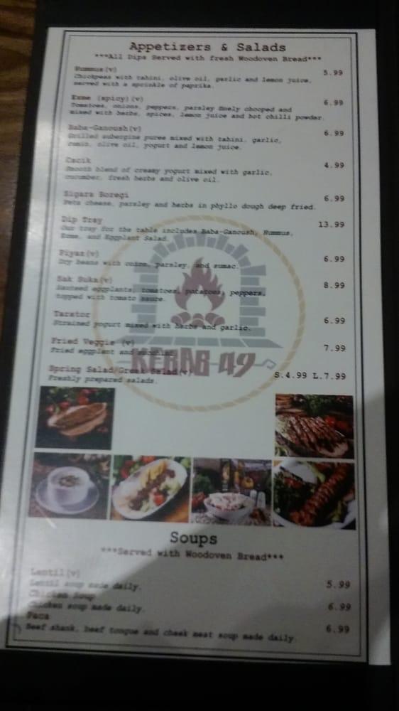Menu at Kebab 49 - Turkish Restaurant, Toronto