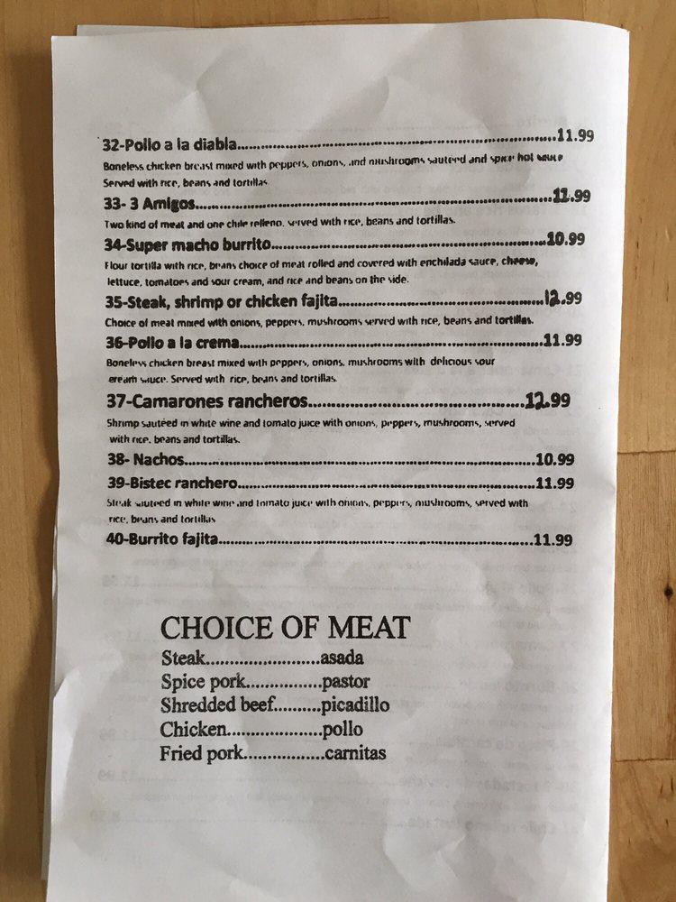 Menu at Las Palmitas restaurant, West Yellowstone, 21 N Canyon St