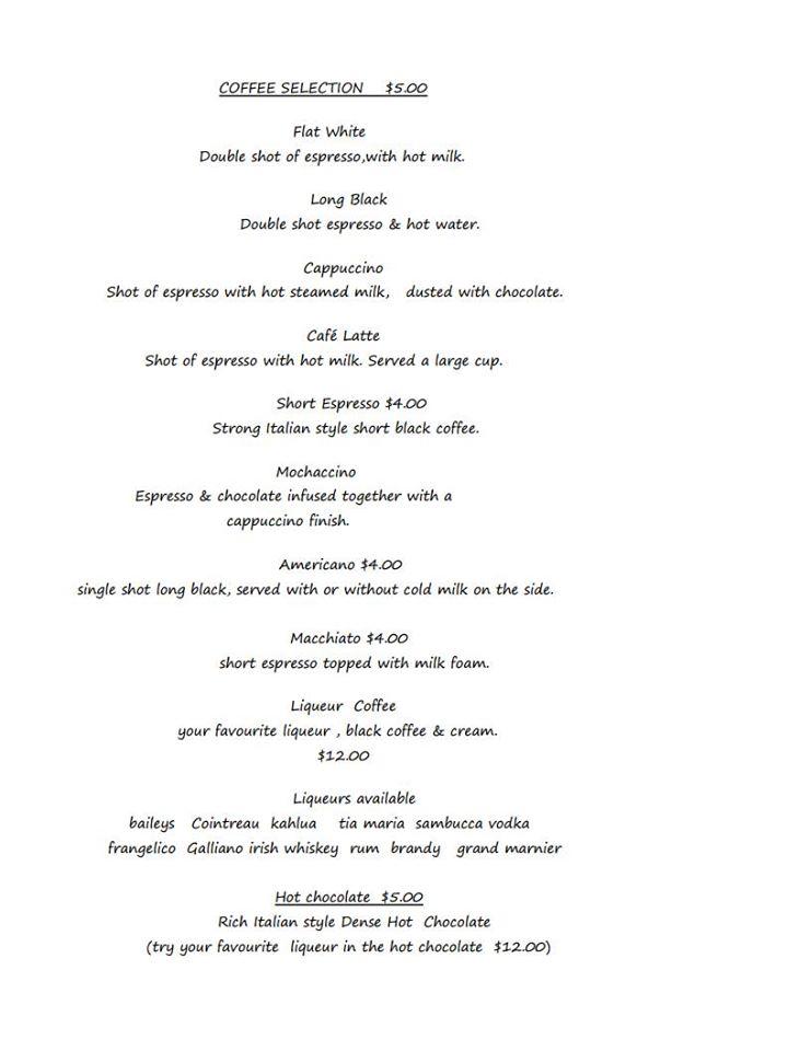 Menu at Lombardi’s Ristorante, Nelson