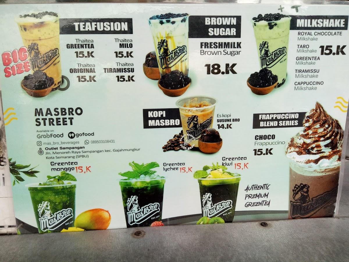 Menu at Mas Bro Beverages Sampangan cafe, Semarang