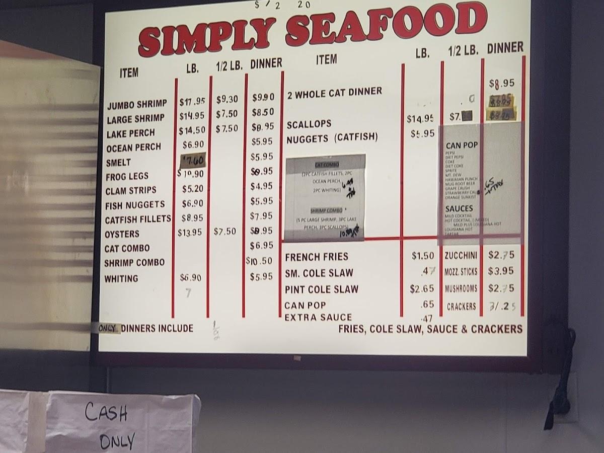 Menu at Simply Seafood restaurant, Merrillville
