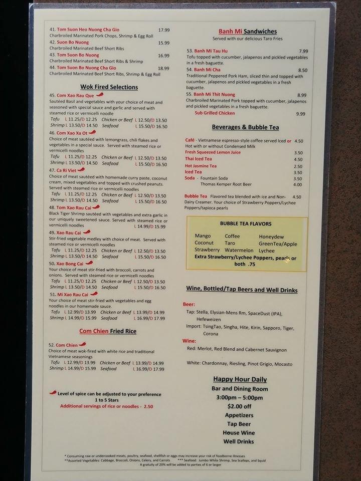 Menu at What the Pho - Canyon Park restaurant, Bothell