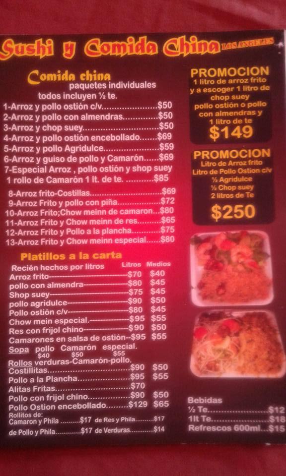 Menu at Comida Shina Y Sushi Los Angeles restaurant, Culiacán