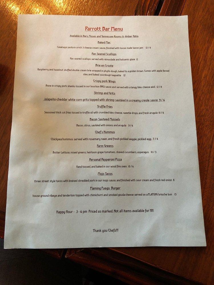 Menu at The Parrott House pub & bar, Roseburg