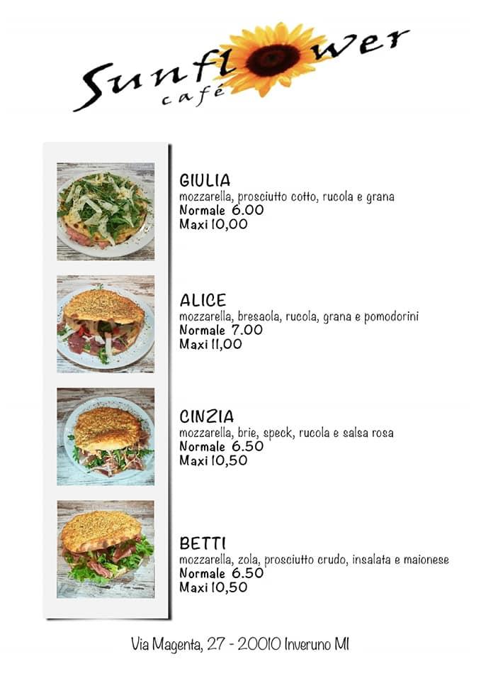 Menu at Sunflower Pizzeria, Bar, Cafè, Inveruno