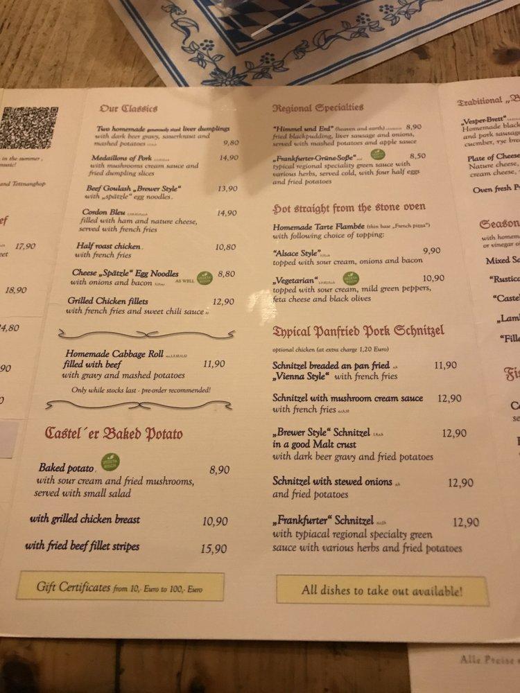 Speisekarte von Brauhaus Castel restaurant, Wiesbaden