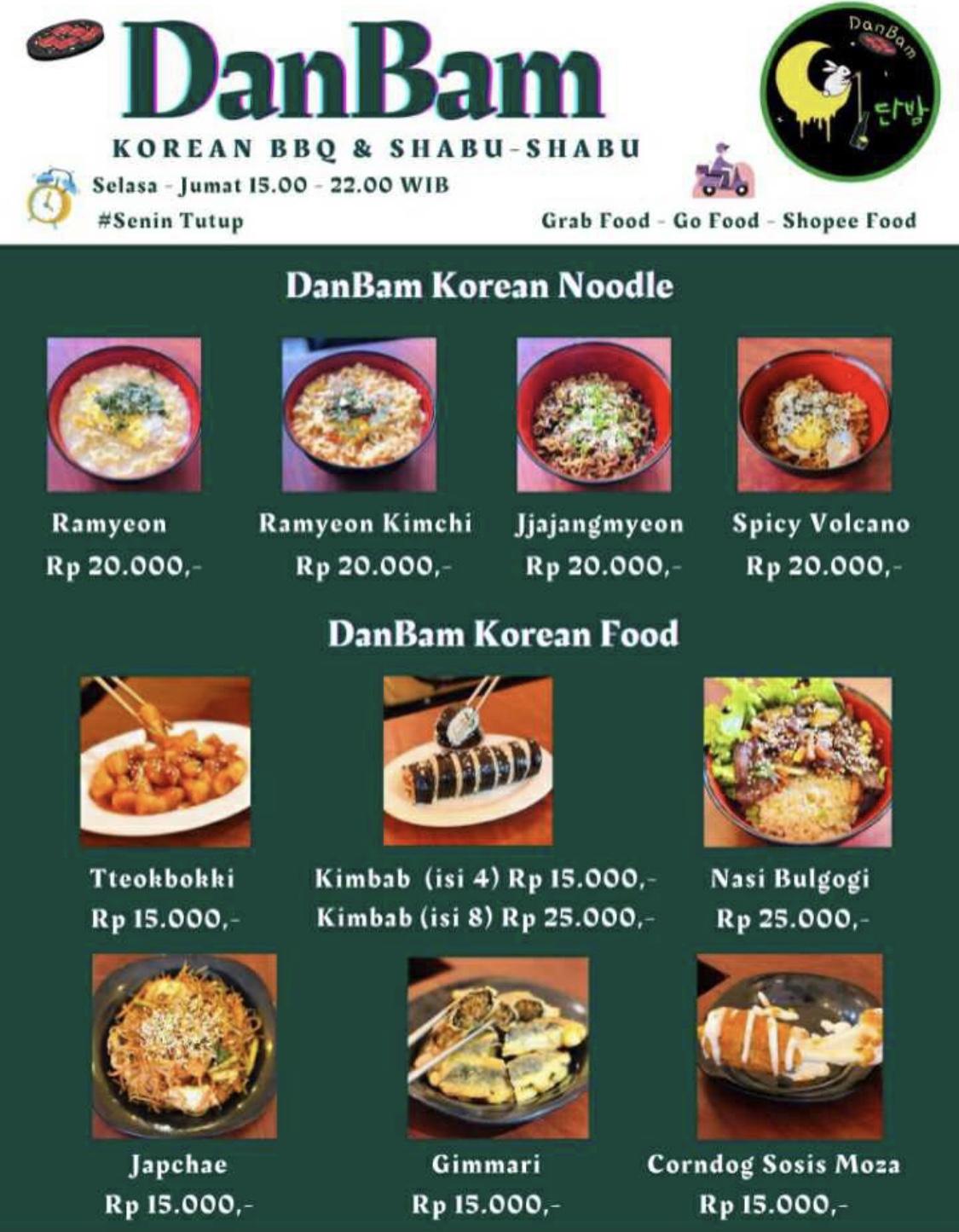 Menu at DanBam Korean BBQ and Shabu Cabang Tugu Macan, Ragajaya