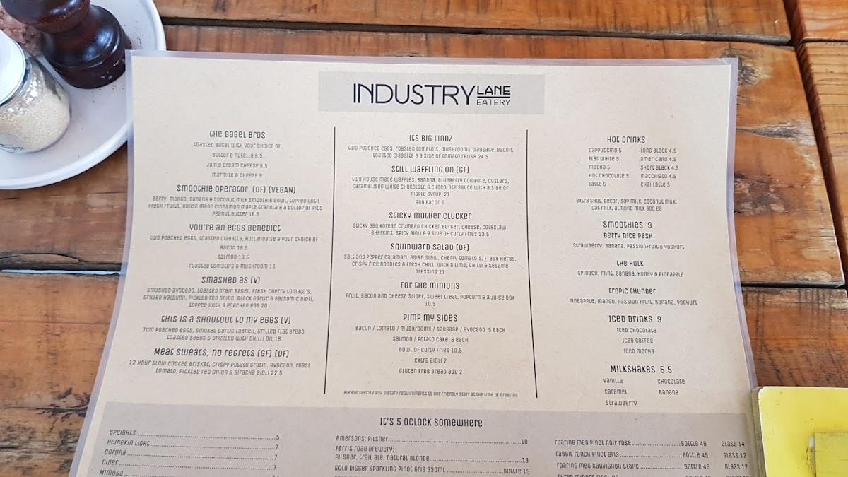 Menu at Industry Lane Eatery cafe, Alexandra