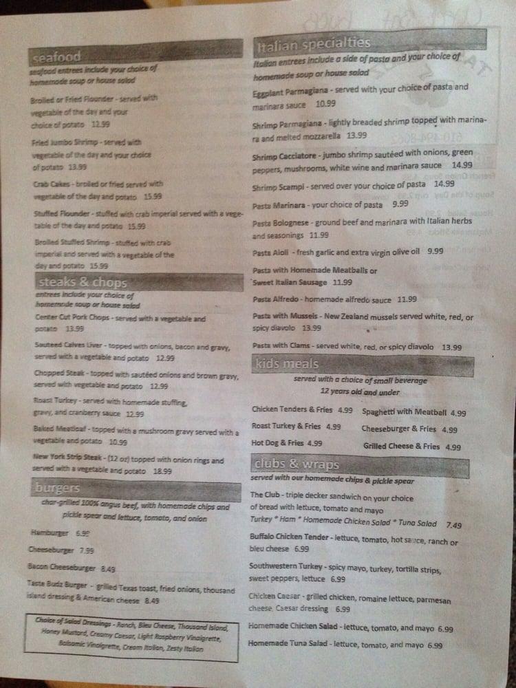 Menu at Taste Budz Cafe, Aston