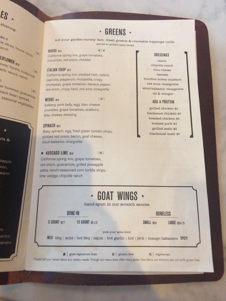 Menu at The Goat Mt. Juliet pub & bar, Mount Juliet, Westwood Blvd