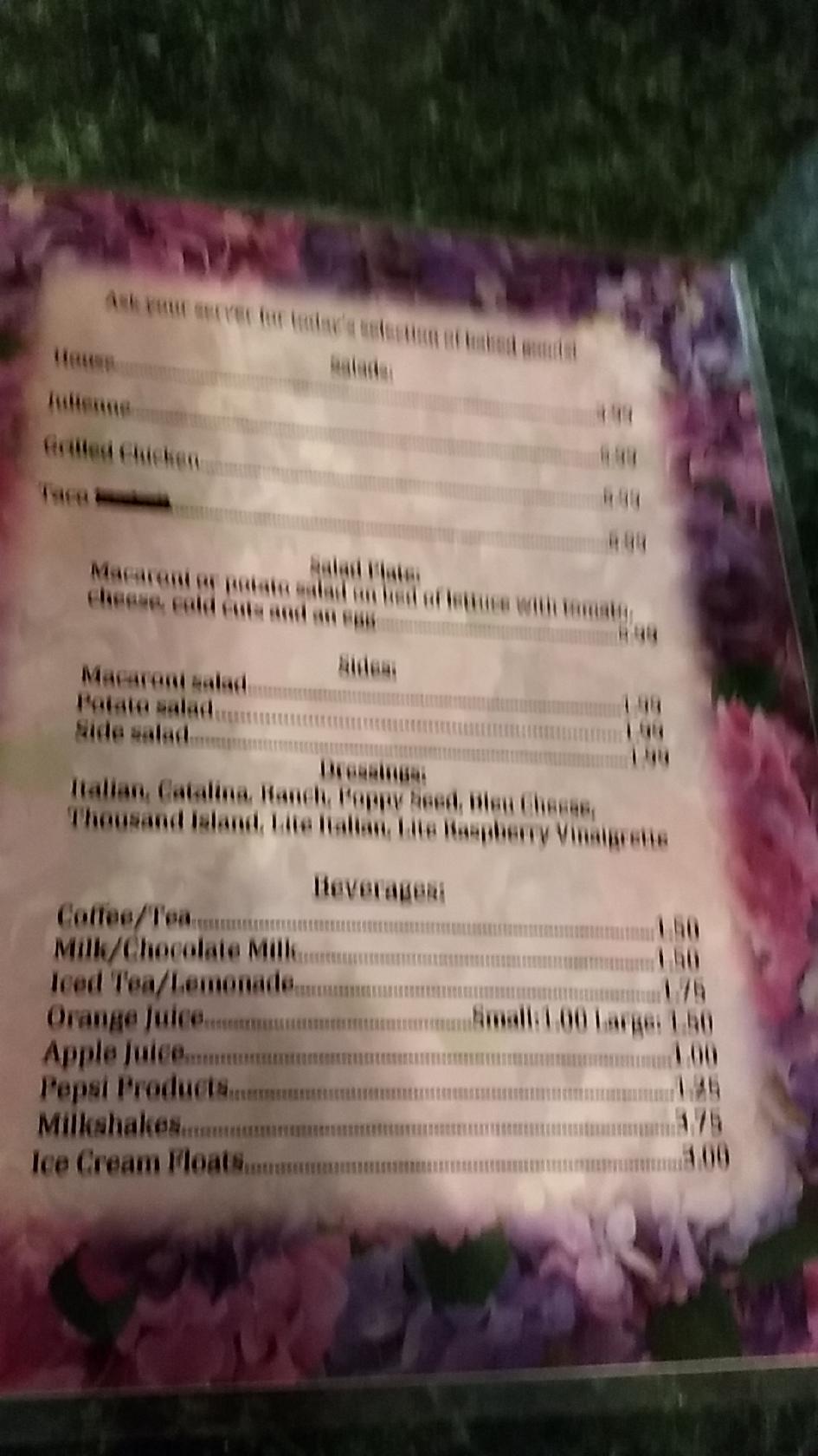 Menu at Country Cafe, Pavilion, W Park St