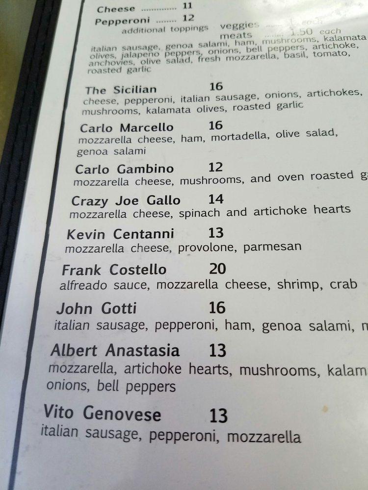 Menu at Gendusa's Italian Eatery pizzeria, Kenner