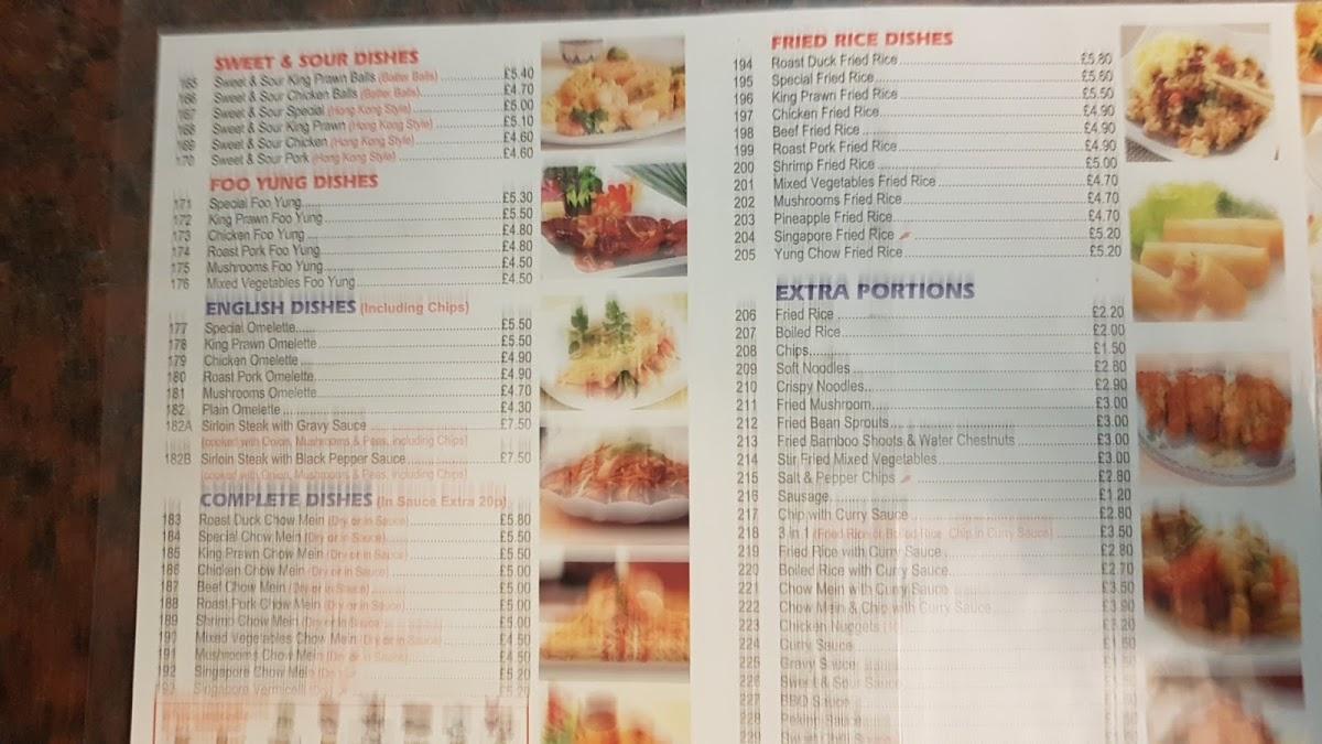 Menu at Star Wok restaurant, Blackpool