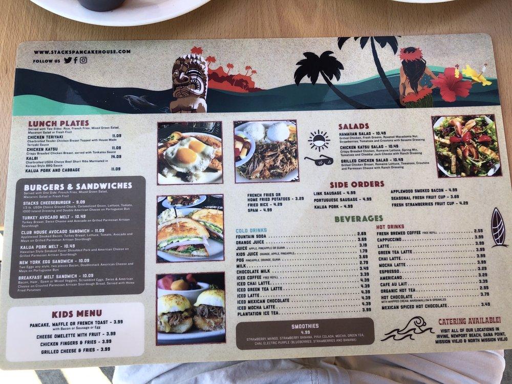 Menu at Aloha Stacks restaurant, Mission Viejo, Santa Margarita Pkwy