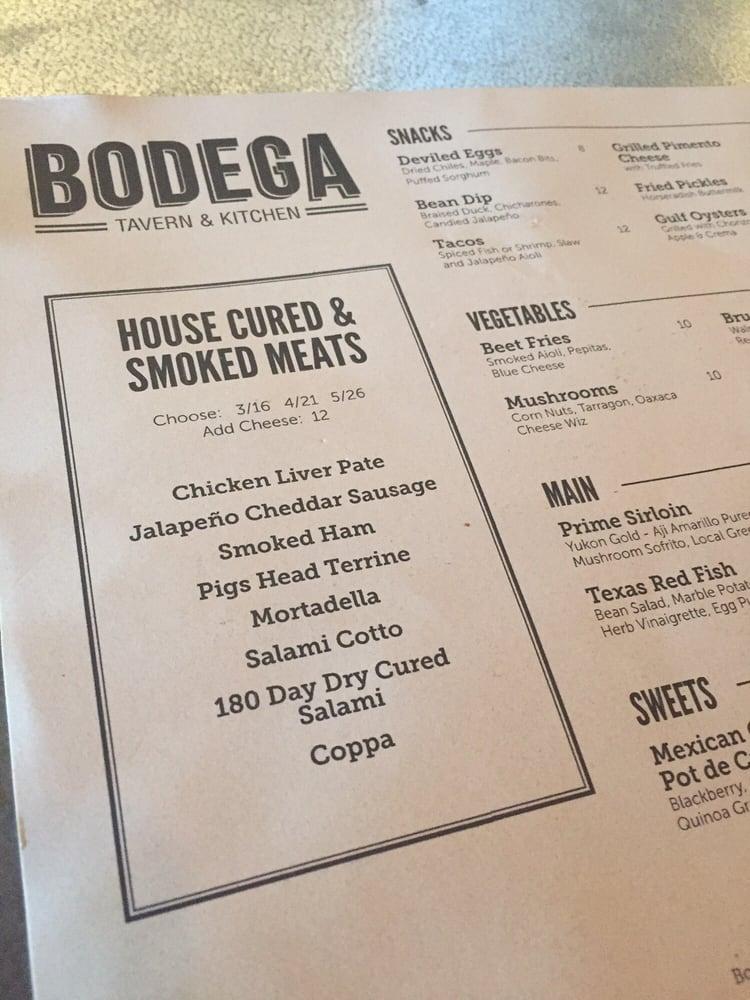 Menu at Bodega Tavern & Kitchen pub & bar, McAllen