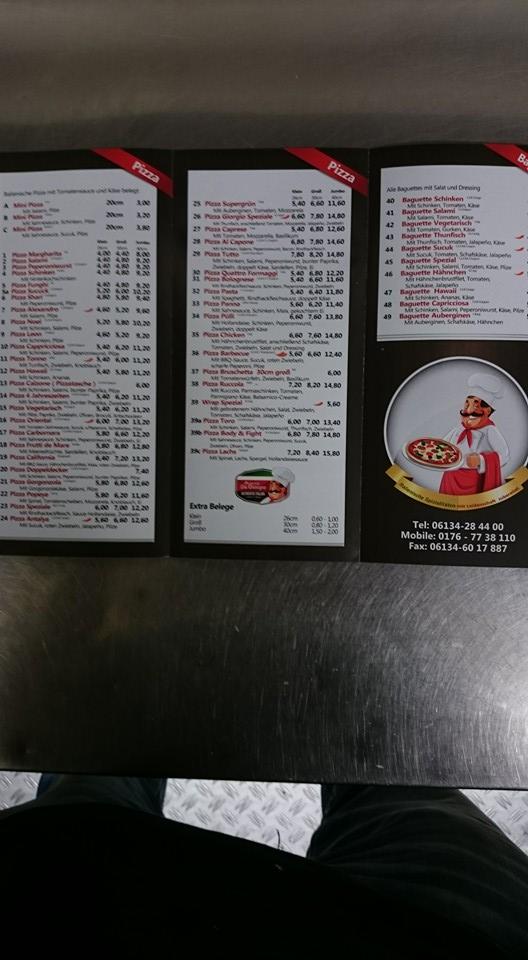 Menu at Da Giorgio pizzeria, Wiesbaden