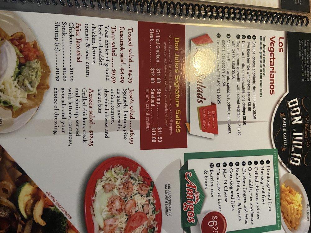 Menu at Don Julio Mexican Grill restaurant, Owasso, N Garnett Rd