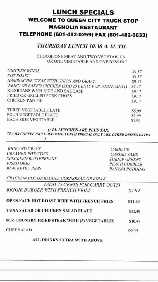Menu at Magnolia Restaurant, Meridian