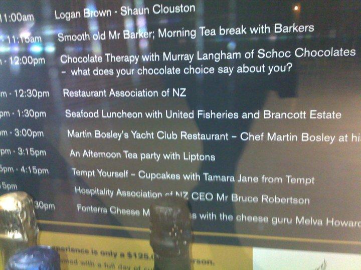 Menu at Tempt, Wellington